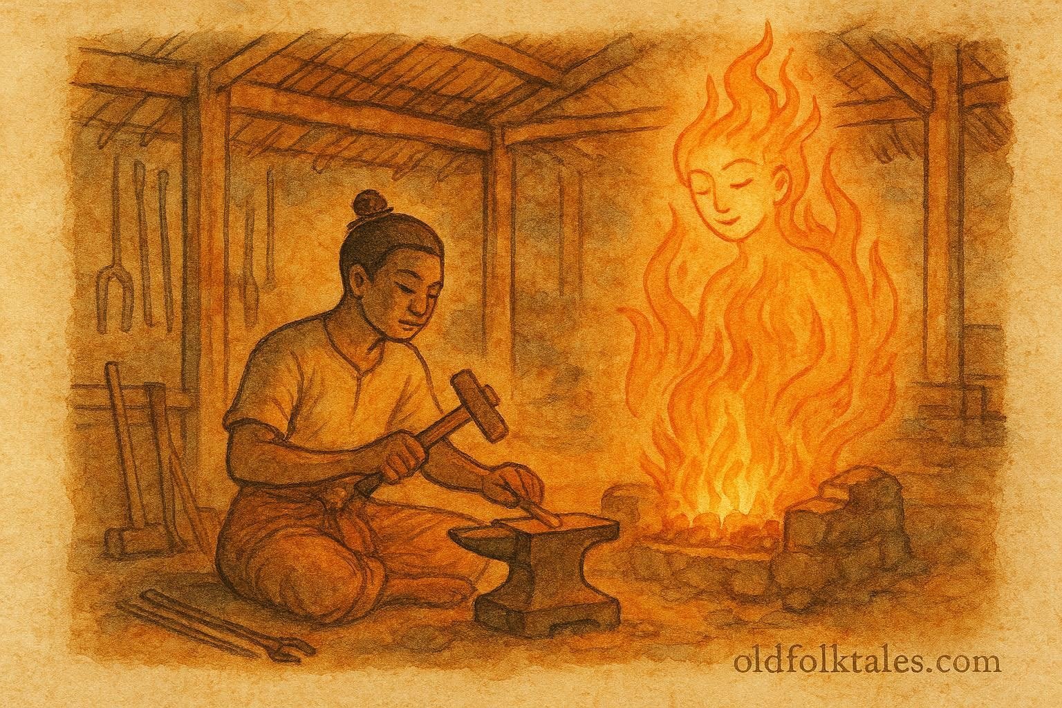 The Fire Spirit of the Blacksmith’s Forge | AsianFolktales.com